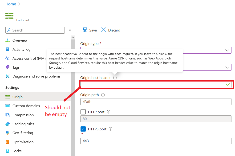 Azure CDN returns "InvalidUri" when using Terraform